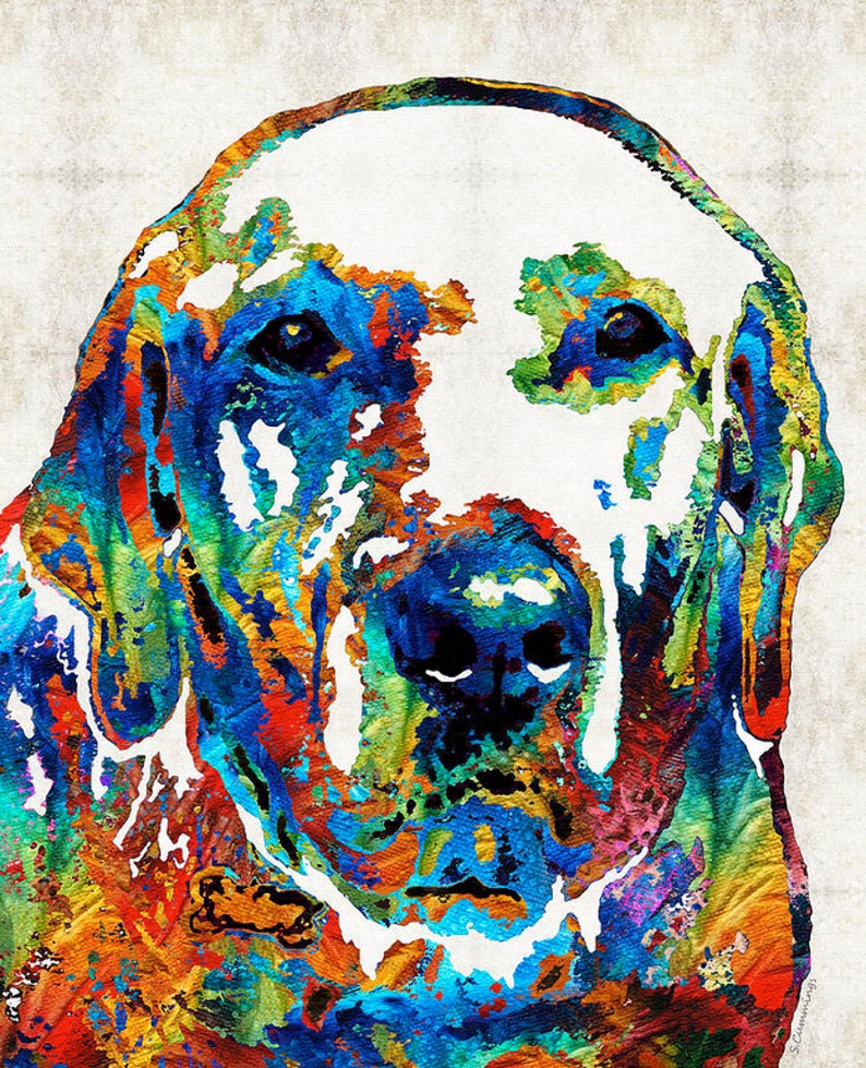Labrador Retriever Art Colorful Lab Dog PRINT From Painting Rainbow Pet ...