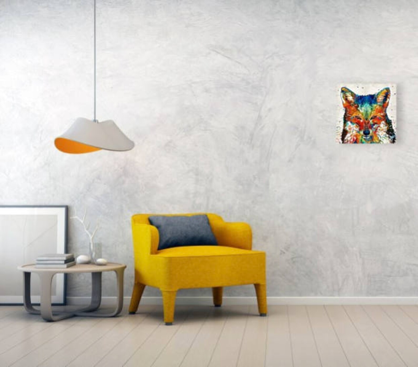 Colorful Fox Animal Art PRINT From Painting Primary Colors Red Blue ...