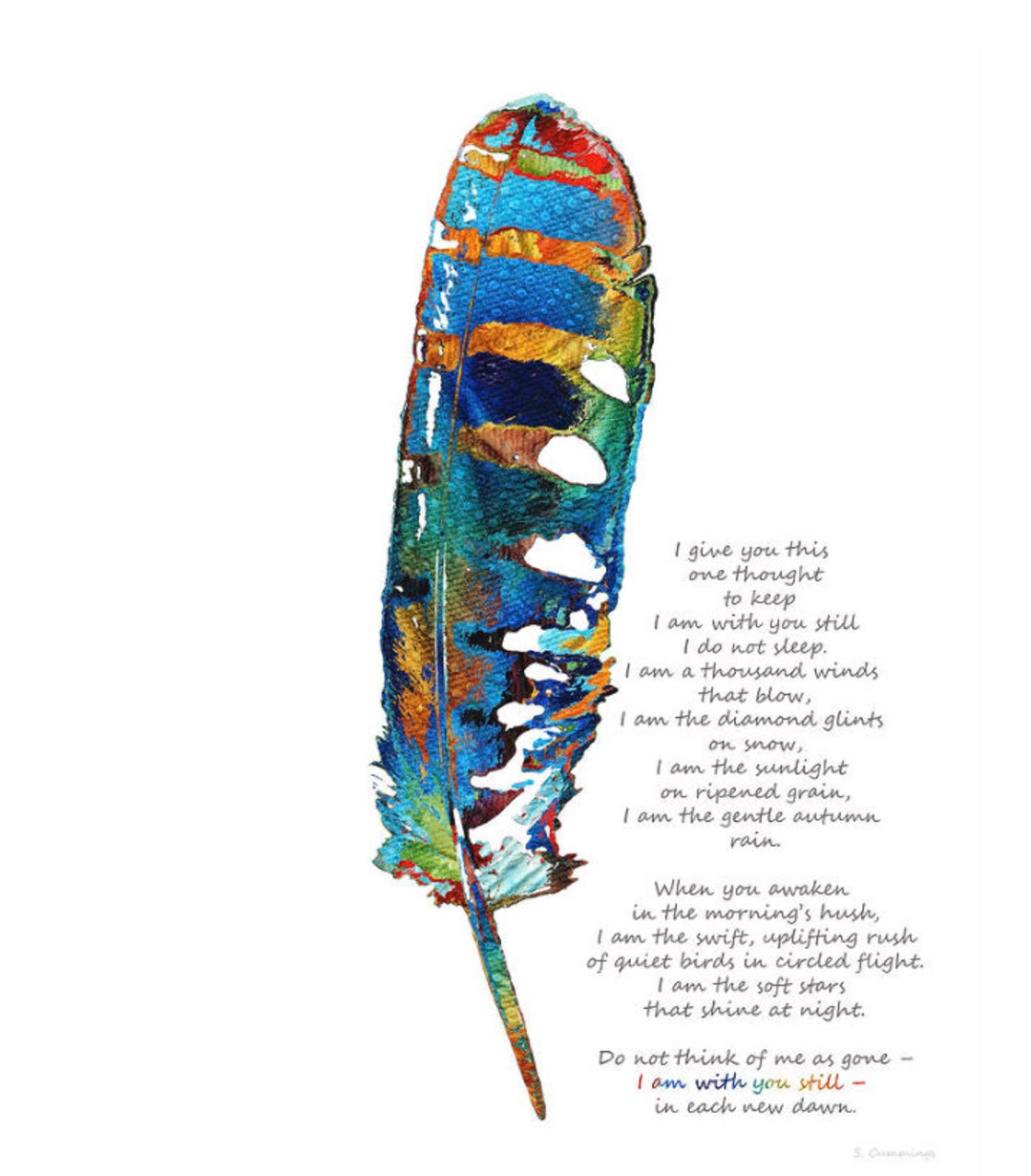 Colorful Feather Art Grief Comforting PRINT Native American Indian ...