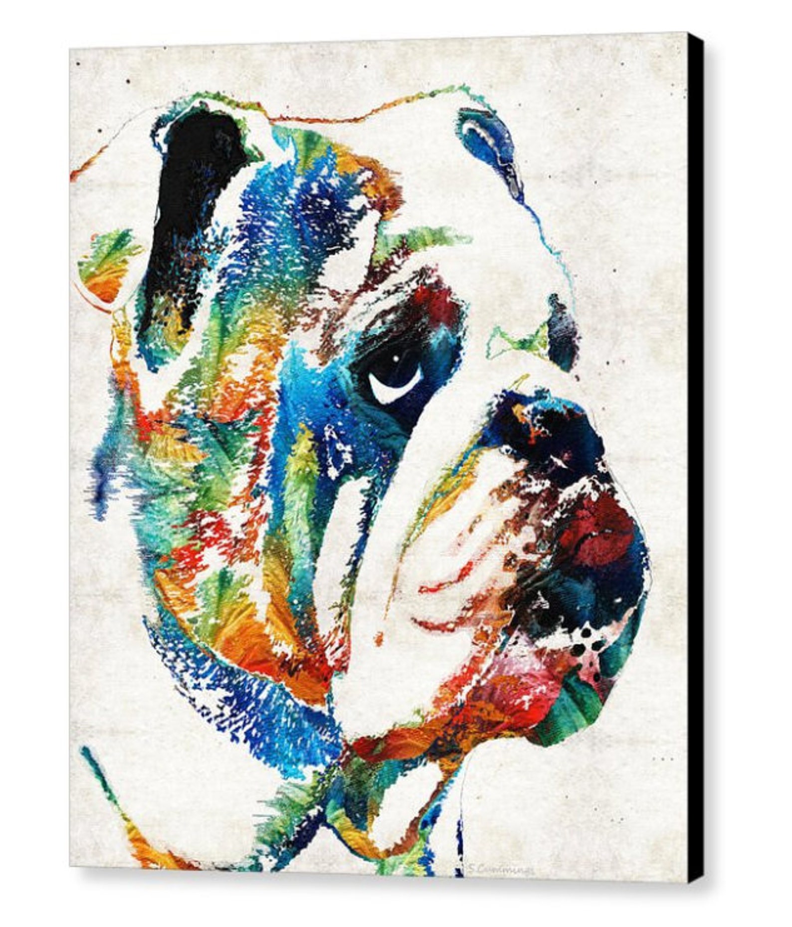 Colorful Bulldog Art PRINT From Painting Dog Pets Dawgs - Etsy