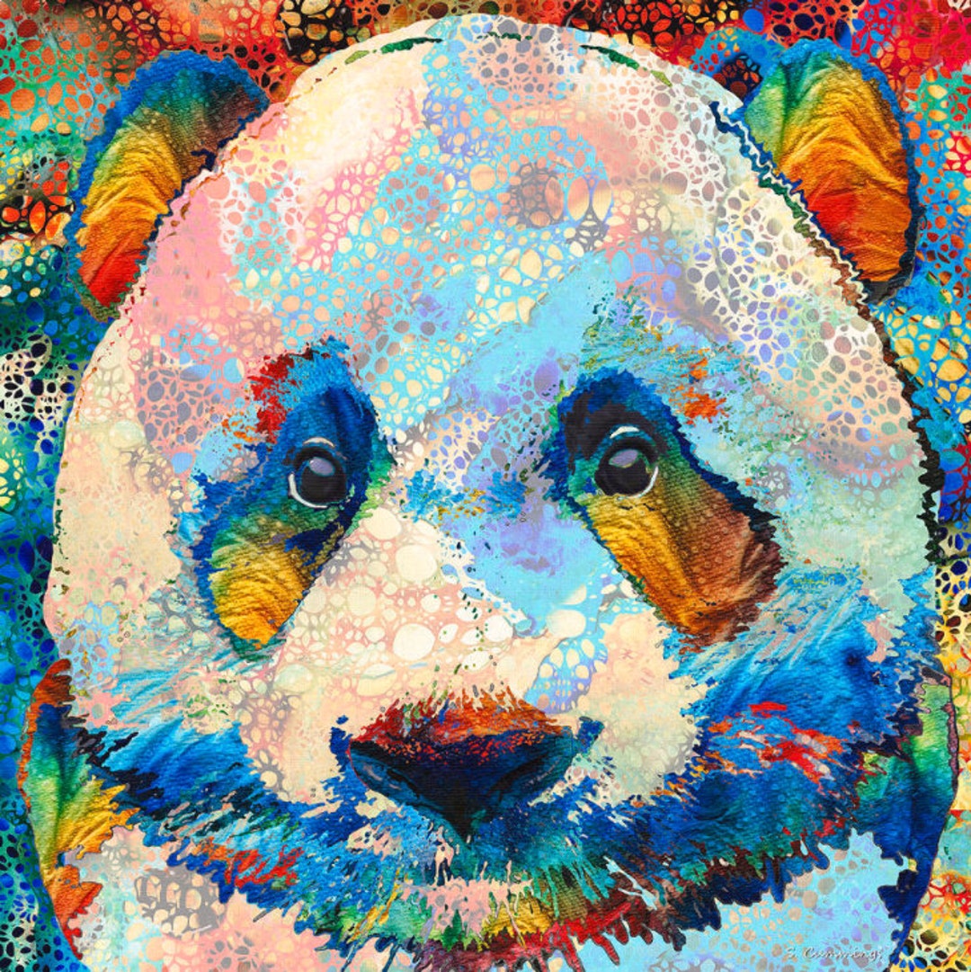 Colorful Panda Bear Animal Art PRINT From Painting Primary Colors ...
