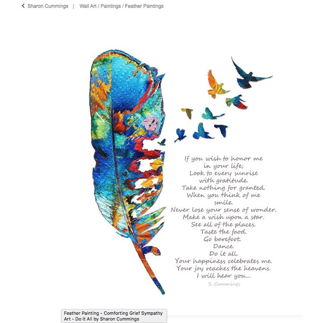 Colorful Feather Art Grief Comforting PRINT Native American Indian ...