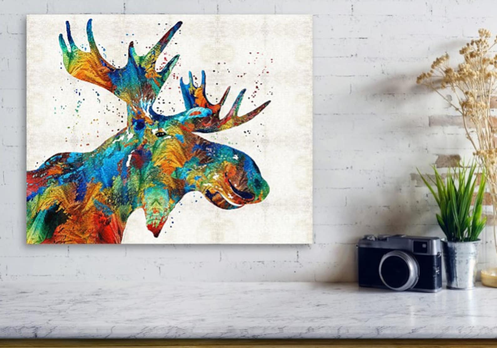 Colorful Moose Animal Art PRINT From Painting Big Game Animal - Etsy