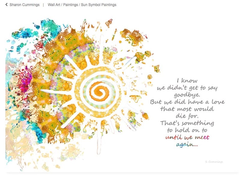 Colorful Sun Symbol Art Grief Comforting PRINT Loss of A Loved One ...