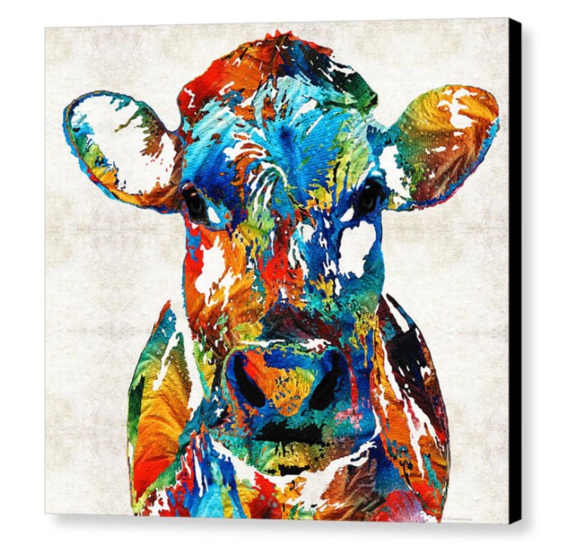 Colorful Cow Animal PRINT Art From Painting Primary Colors - Etsy