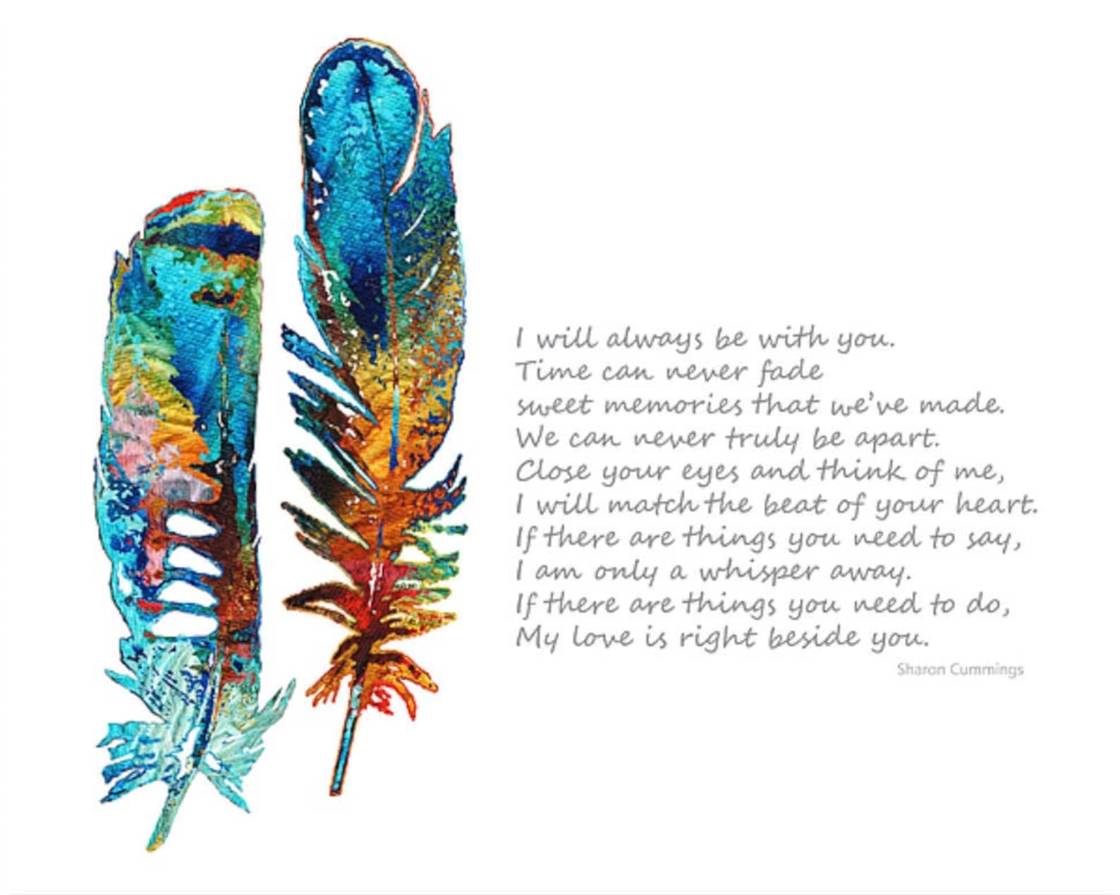 Colorful Feather Art Grief Comforting PRINT Native American Indian ...