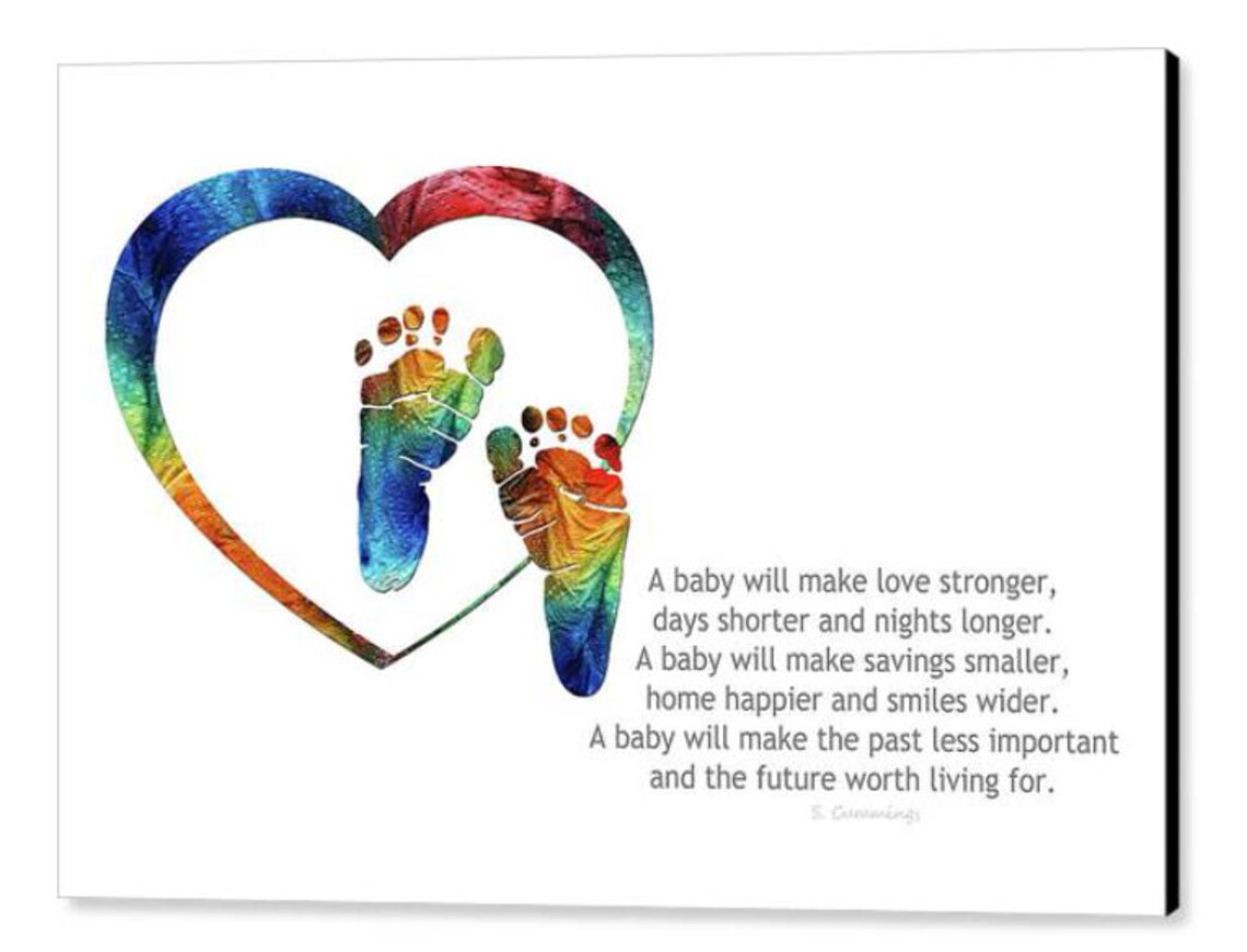 Colorful Baby Feet Family Art Love Toes Poem Prayer Loving New Mom ...