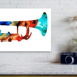Trumpet Art PRINT From Painting Colorful Classical Music Musical ...