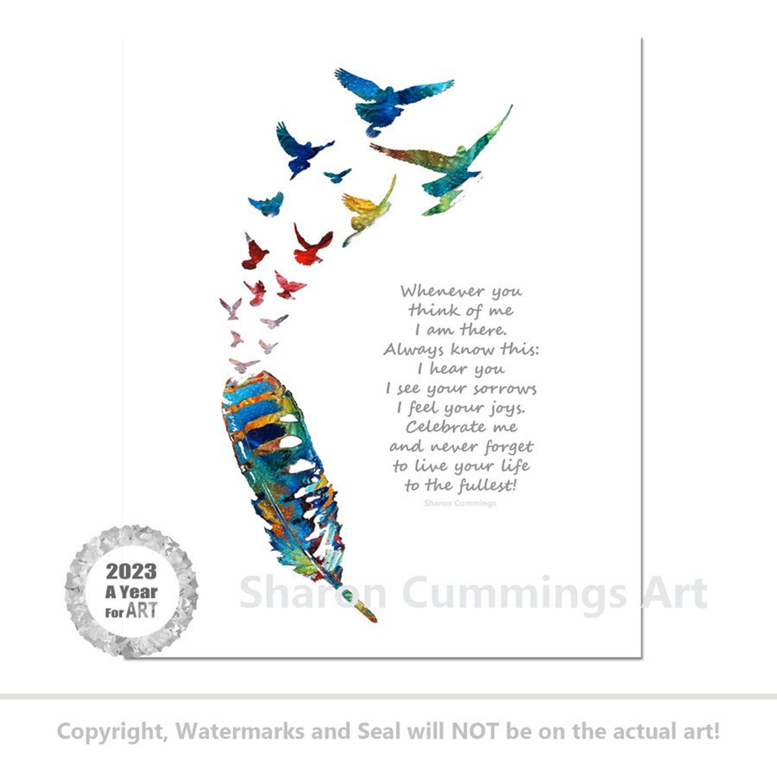 Colorful Feather Art Grief Comforting PRINT Native American Indian ...