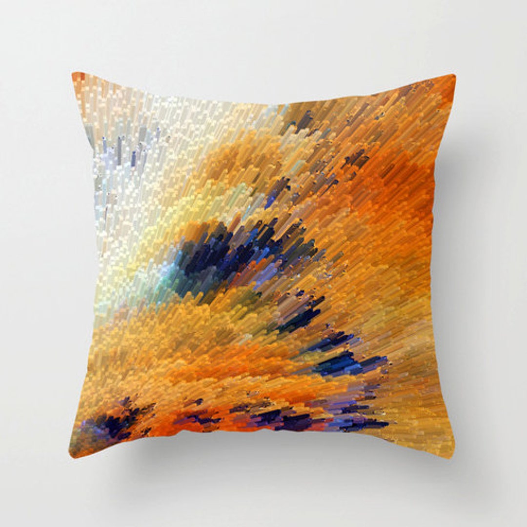 Throw Pillow Abstract Art COVER Design Home Modern Yellow Orange Brown ...
