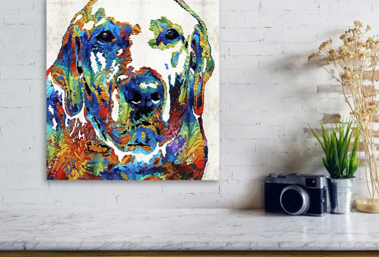 Labrador Retriever Art Colorful Lab Dog PRINT From Painting Rainbow Pet ...