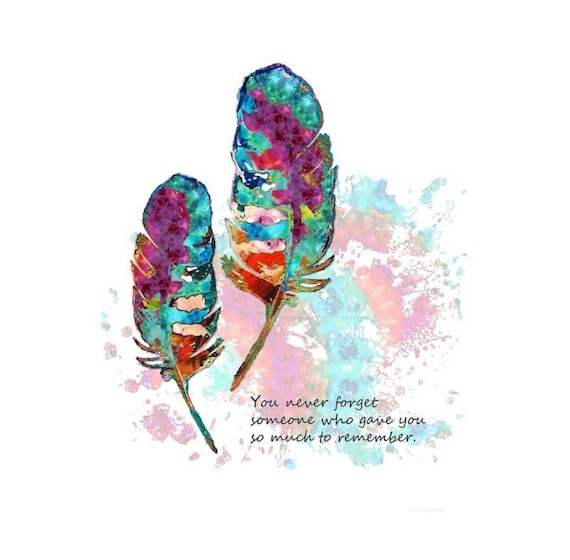 Colorful Feather Art PRINT Native American Condolence Primary - Etsy