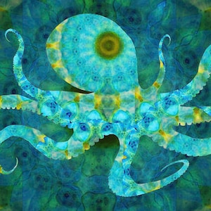 Colorful Nautical Beach Octopus Art PRINT From Painting Beachy Coastal ...