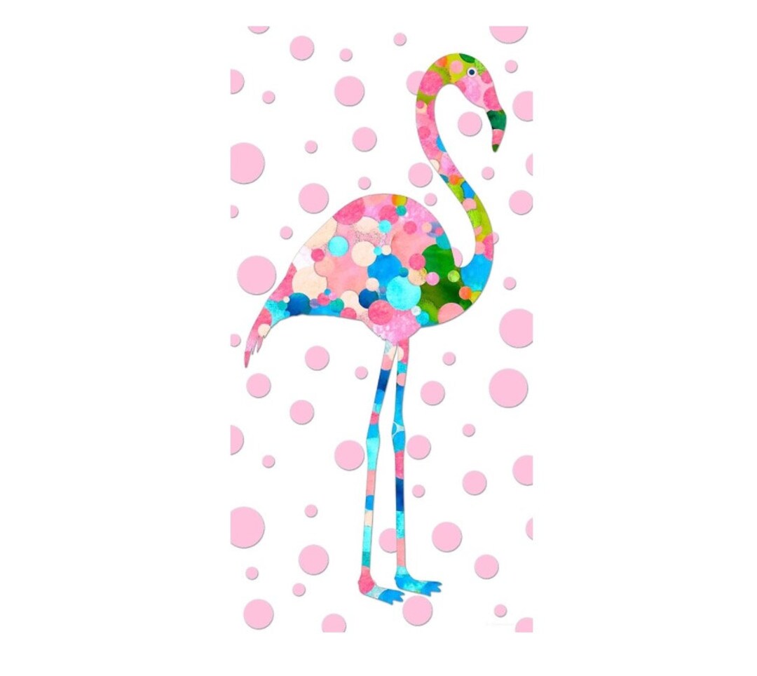 Fun Happy Pink Flamingo Art Polka Dots Beach Artwork Beachy Decor METAL ...