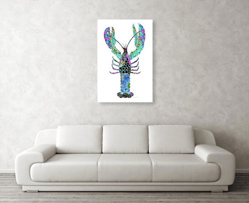 Colorful Lobster Art Print Painting Maine Seafood Beach House - Etsy