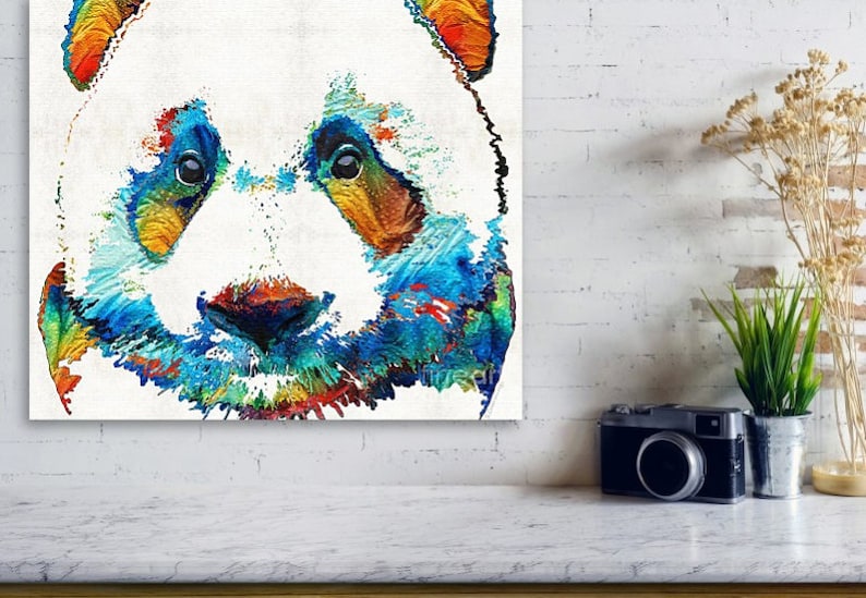 Colorful Panda Bear Animal Art PRINT from Painting Primary | Etsy