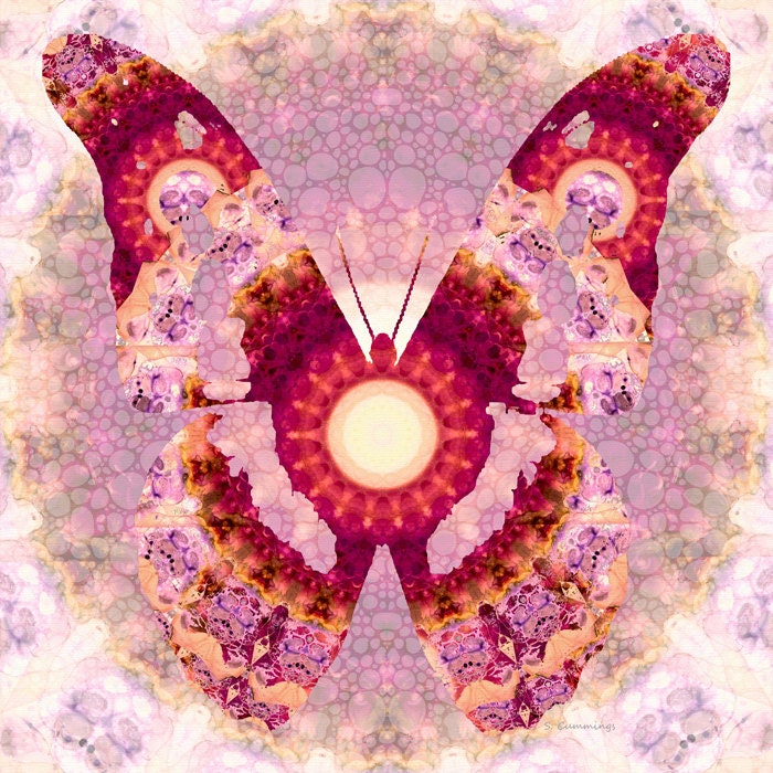 Colorful Soft Pink Butterfly Art PRINT from Painting Pastel | Etsy