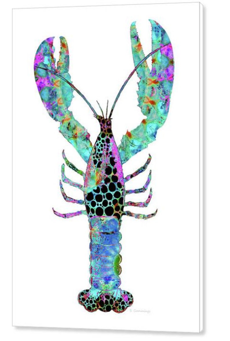 Colorful Lobster Art Print Painting Maine Seafood Beach House - Etsy