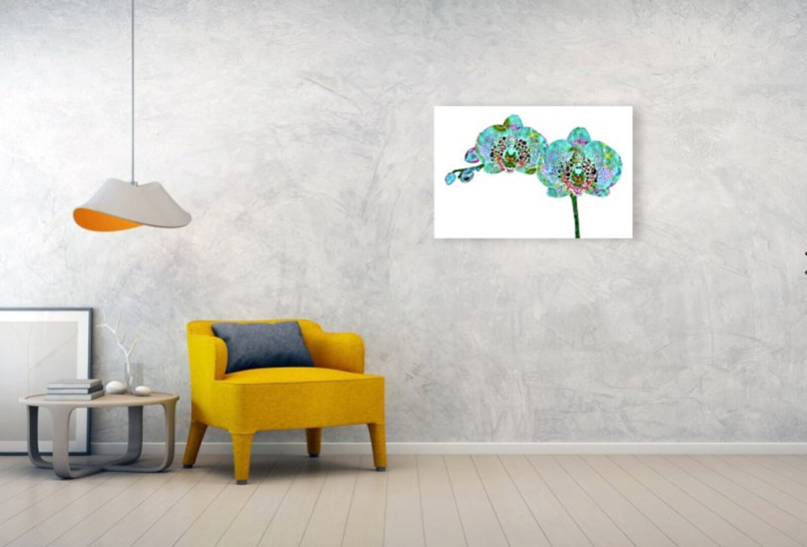 Colorful Blue Orchid Art Print From Painting Tropical Flowers Beach ...