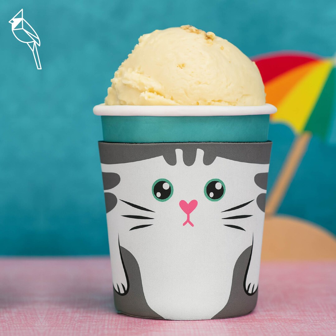 Funny Cat Pint Holder for Ice Cream Lovers | Gray Cat Gift for Pet Moms ...