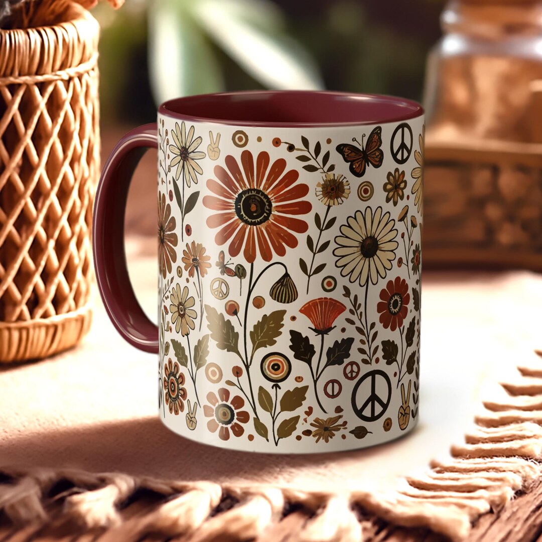 Groovy Flower Mug – 70s Retro Coffee Cup With Hippie Floral Design - Etsy
