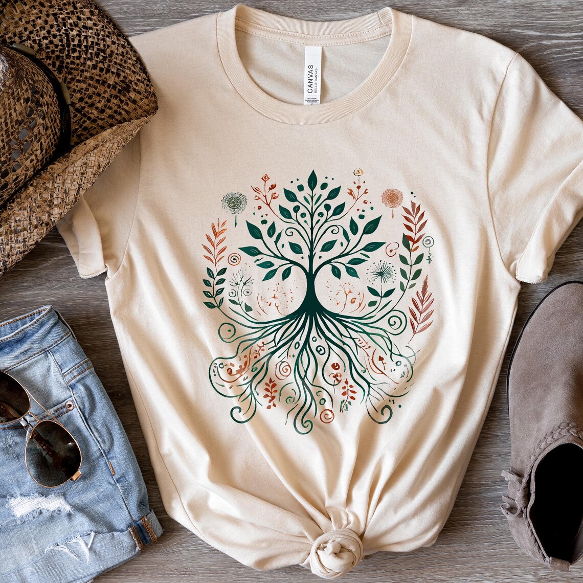 Tree of Life Shirt – Boho Floral Graphic, Spiritual Tee - Etsy