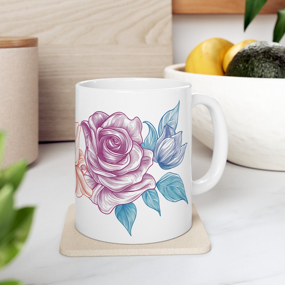 Lilies, Roses Mug, Lily Flower, Bridesmaids, Birthday Mug, Lily Lover ...