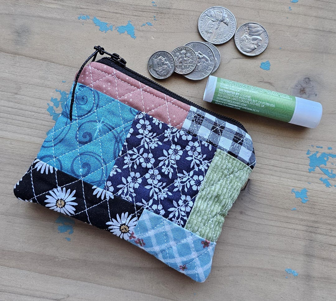 Quilted Coin Purse, Zipper Pouch, Small Quilted Bag, Coin Holder, Lip ...