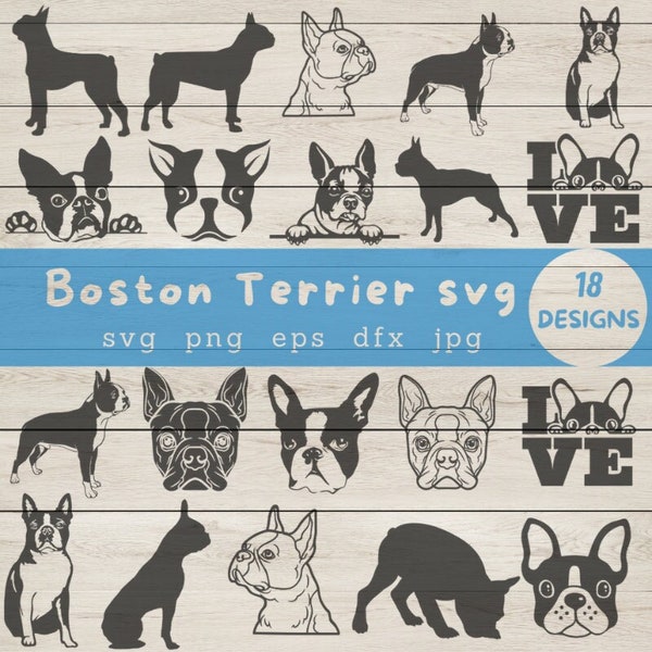 Boston Terrier Svg - Etsy