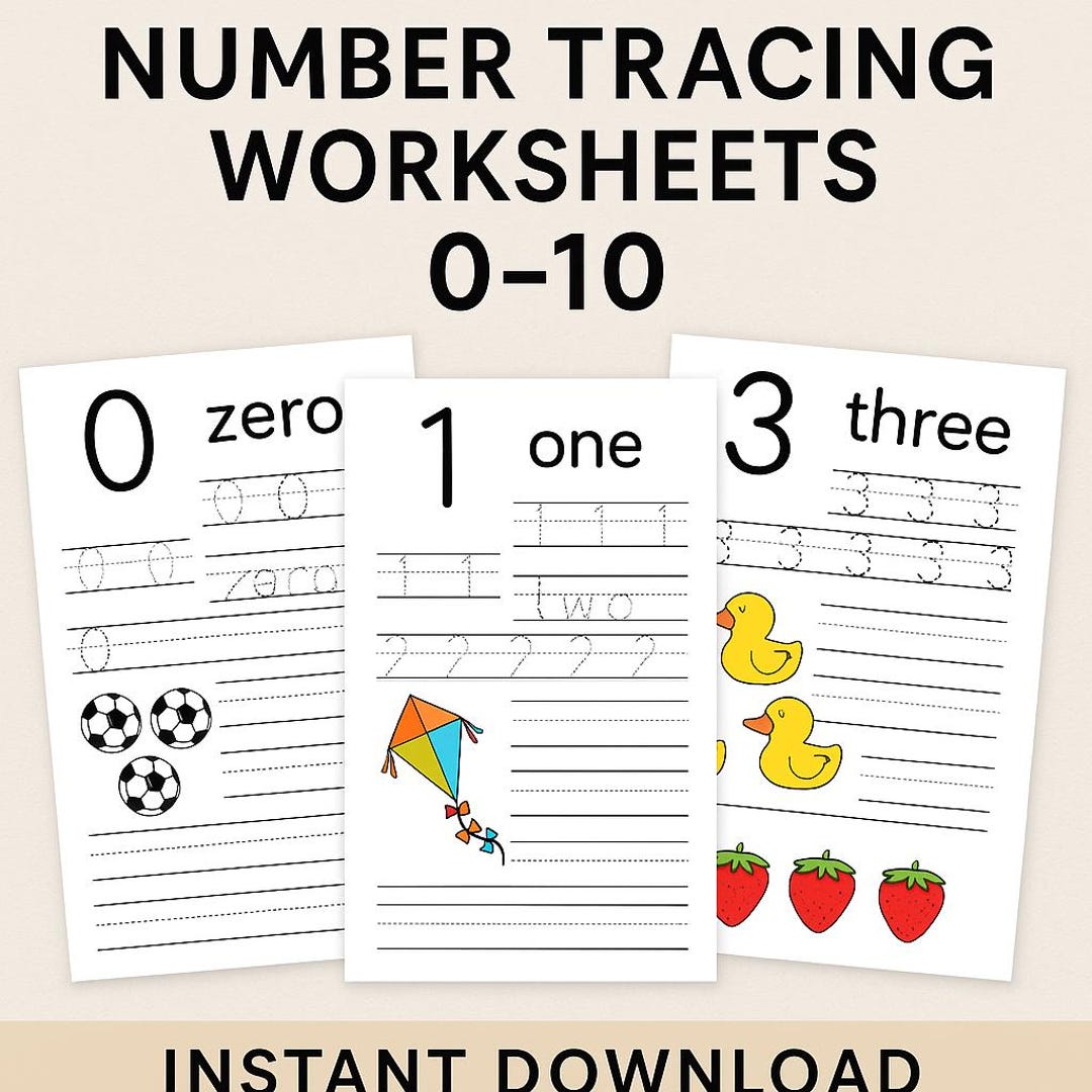 Number Tracing Worksheets 0-10 | Preschool & Kindergarten Printable ...