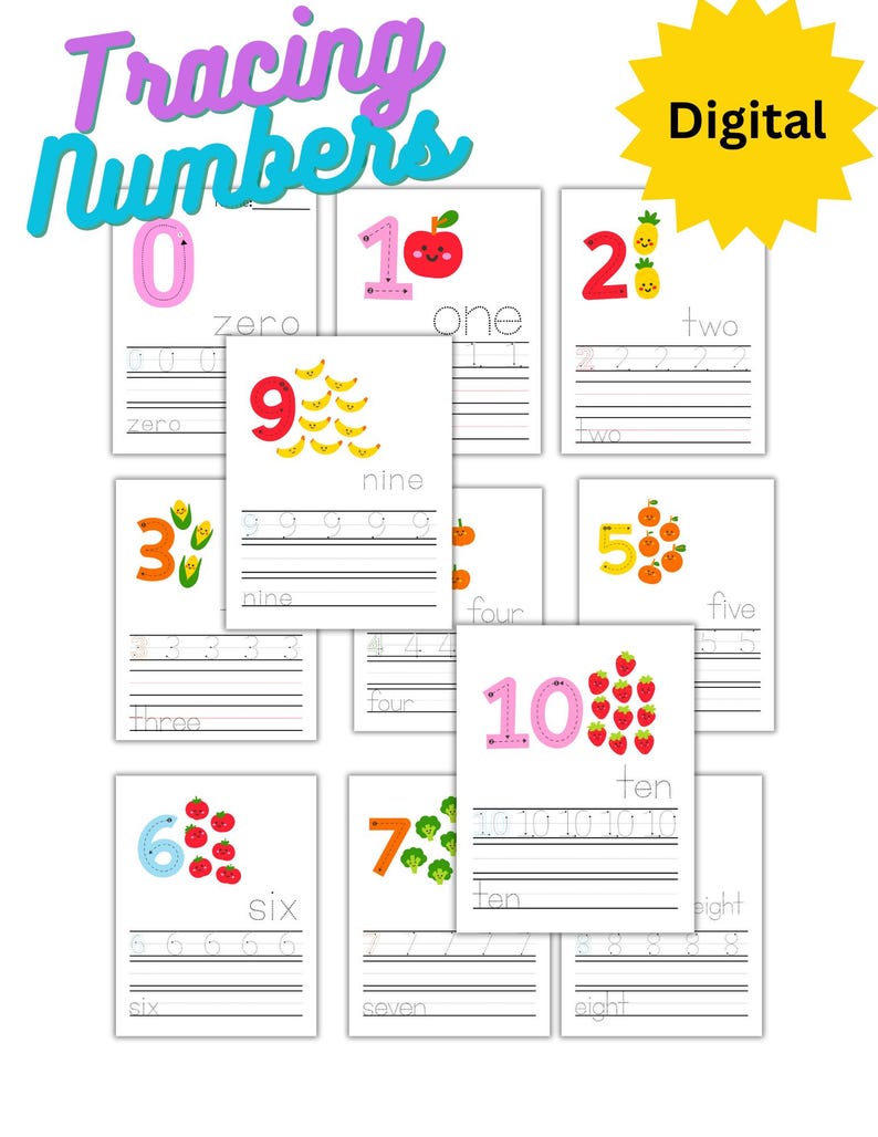 Number Tracing Worksheets, Traceable Numbers, Preschool Worksheet, 0-10 ...