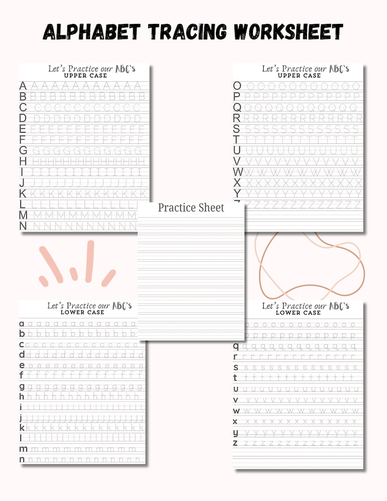 Alphabet Tracing Worksheet Printable - Etsy