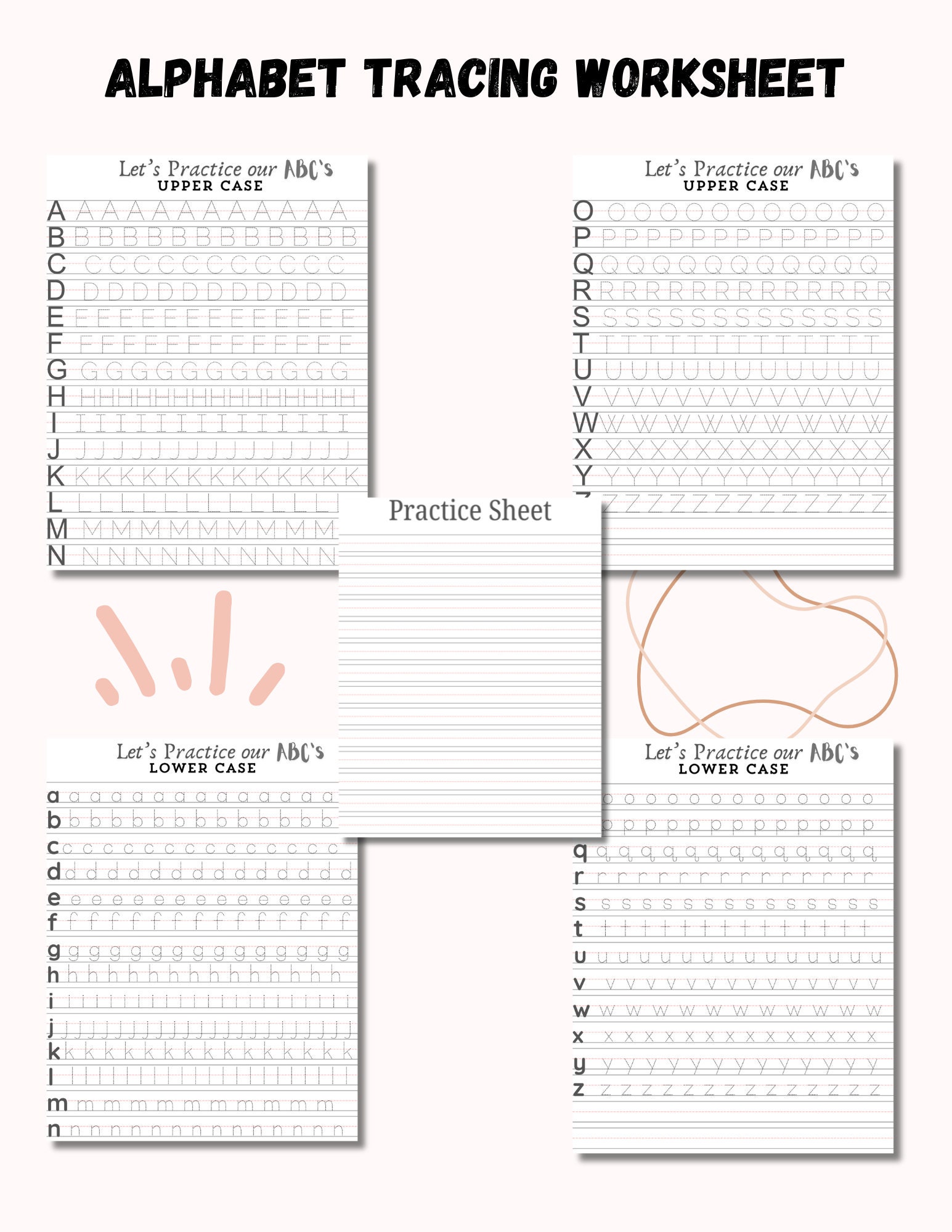 Alphabet Tracing Worksheet Printable - Etsy
