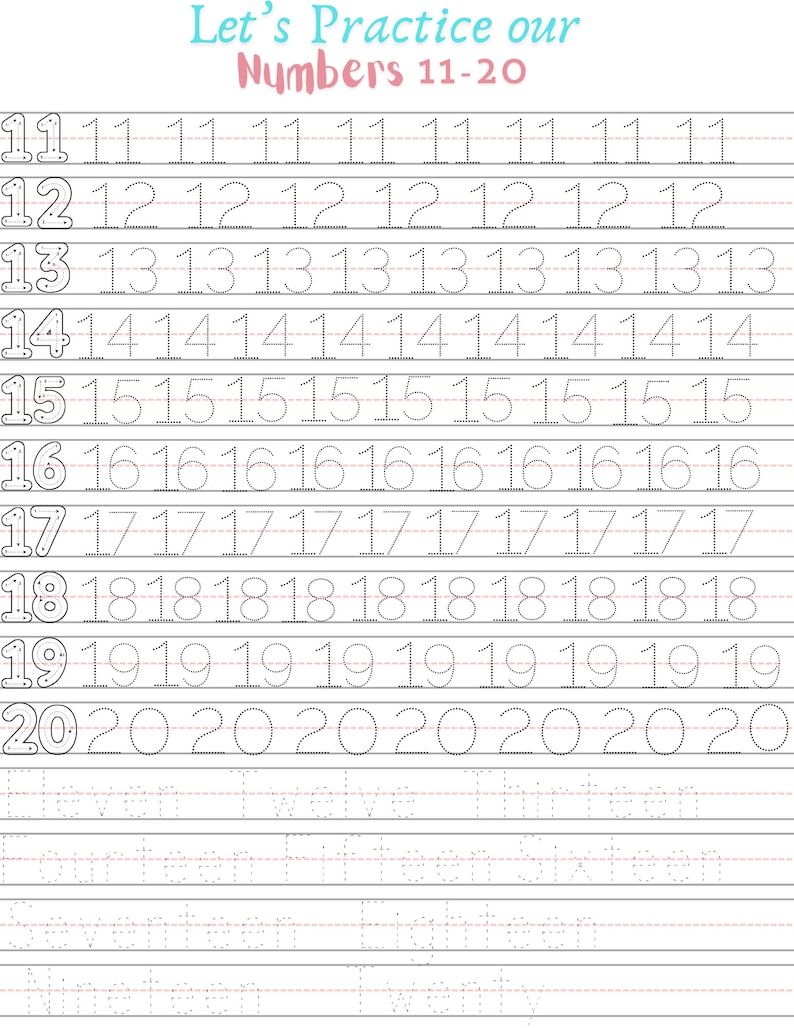 Number Tracing Worksheet Numbers Toddlers Kindergarten Pre-k Preschool ...