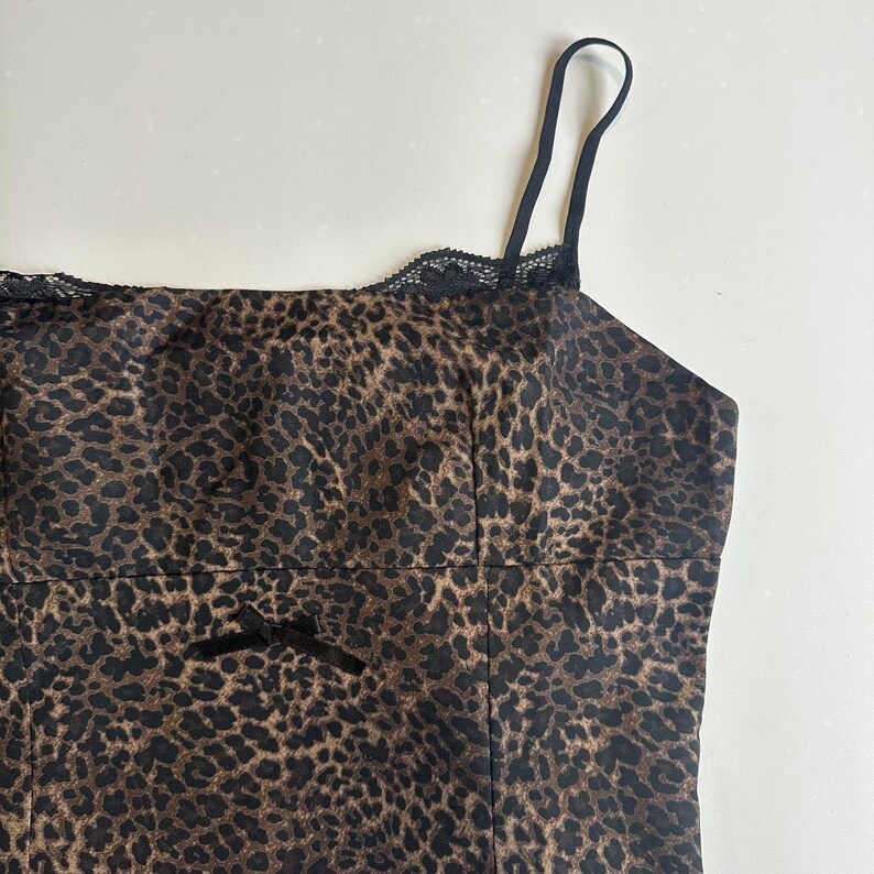 Viral Leopard Print Camisole Top Lace & Bow Detailing Y2K 90s in the ...