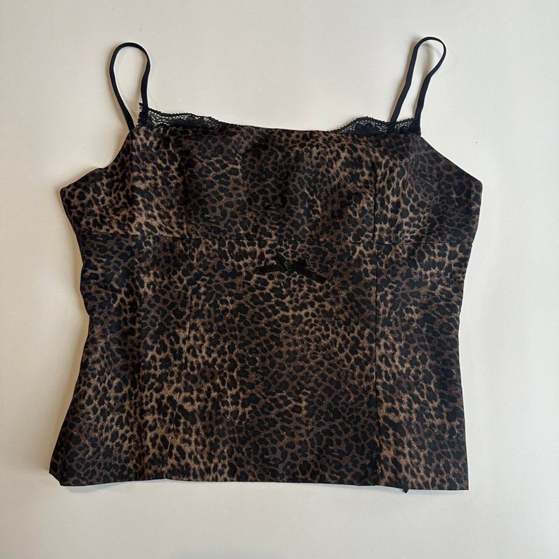 Viral Leopard Print Camisole Top Lace & Bow Detailing Y2K 90s in the ...