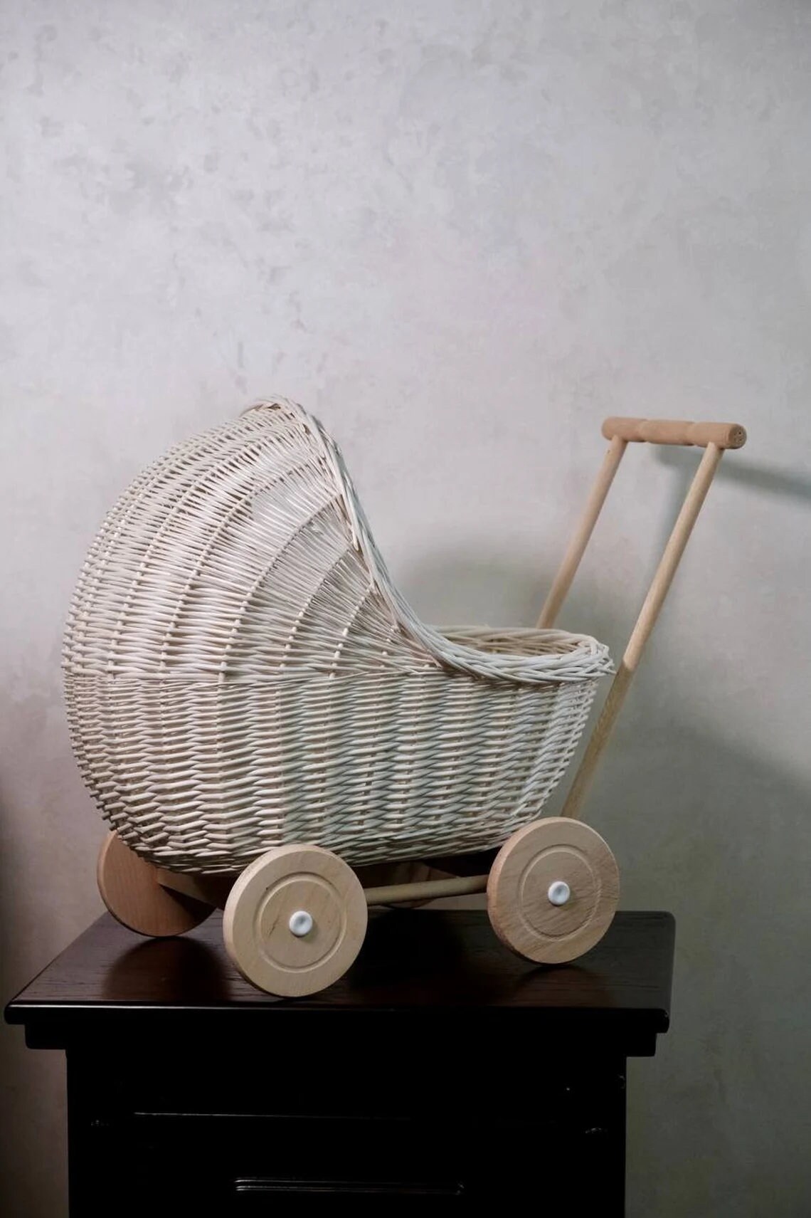 Wooden Baby Carriage, Wicker Baby Carriage, Toy Baby Pram, Wicker Baby ...