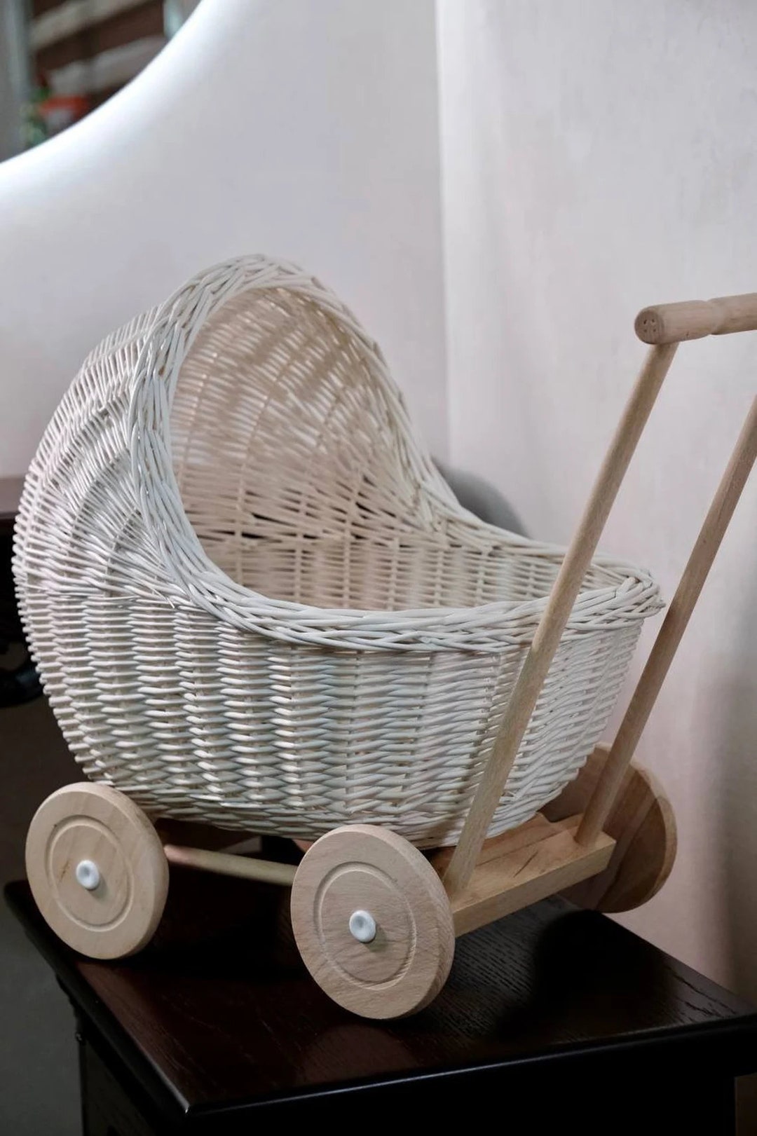 Wooden Baby Carriage, Wicker Baby Carriage, Toy Baby Pram, Wicker Baby ...