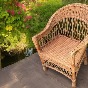 Wicker Rattan Chair Willow Handmade Armchair for Backyard Living Room Patio Furniture Etsy