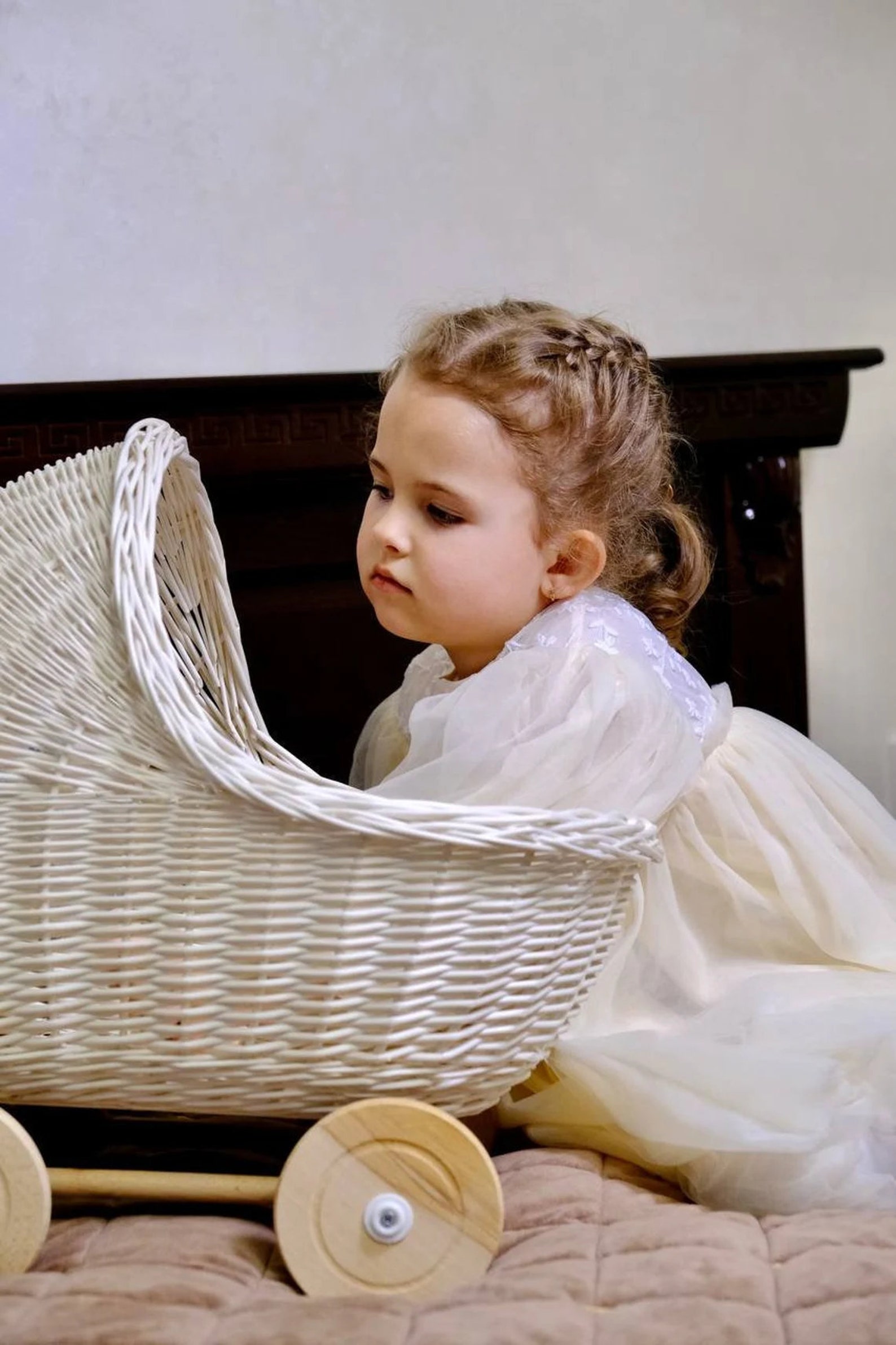 Wooden Baby Carriage, Wicker Baby Carriage, Toy Baby Pram, Wicker Baby ...