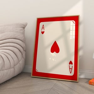 Trendy Ace of Hearts, Playing Card Poster, Trendy Retro Wall Art, Retro ...