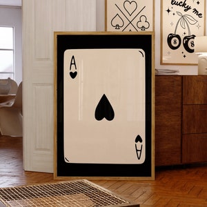 Trendy Ace of Hearts, Playing Card Poster, Trendy Retro Wall Art, Retro ...