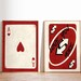 Red Ace Card Print, Love You More Wall Art, Trendy Playing Card Set of ...