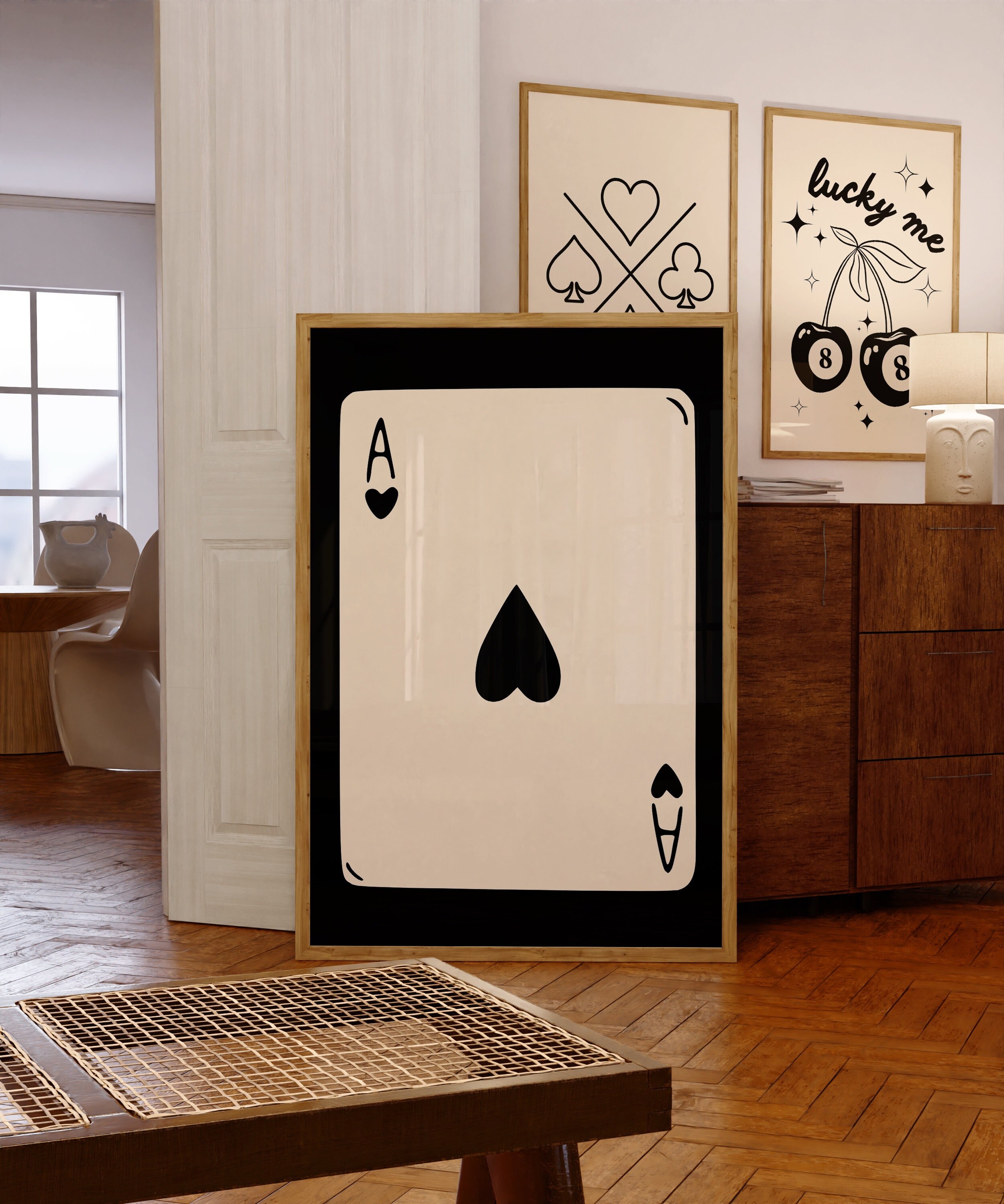 Trendy Ace of Hearts, Playing Card Poster, Trendy Retro Wall Art, Retro ...