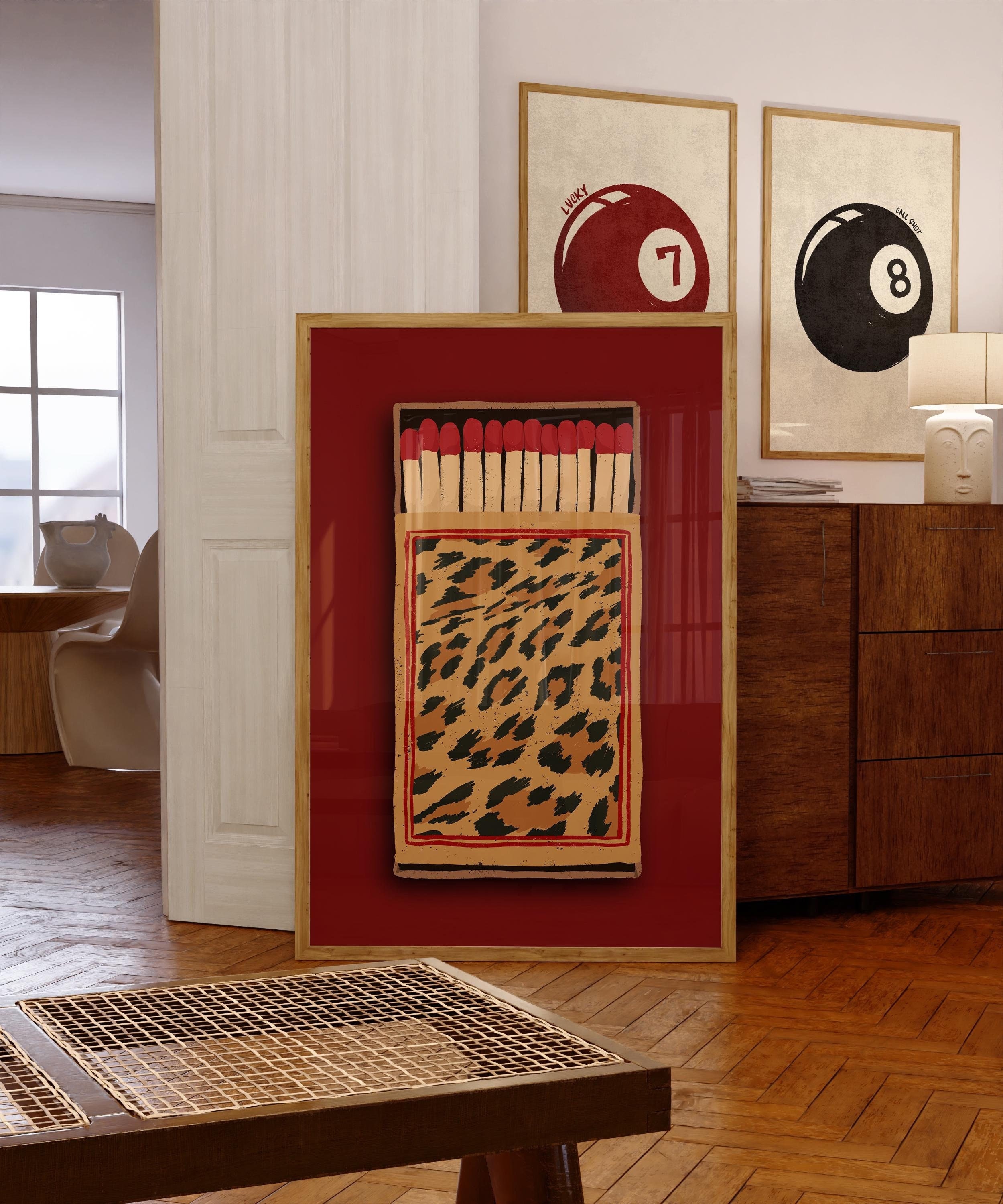 Retro Leopard Matchbox Printable Wall Art – Trendy Dorm Room and Bar ...