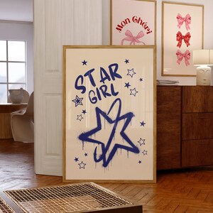 Girly Prints, Star Girl Poster, Girly Trendy Wall Art, Retro Wall Art ...