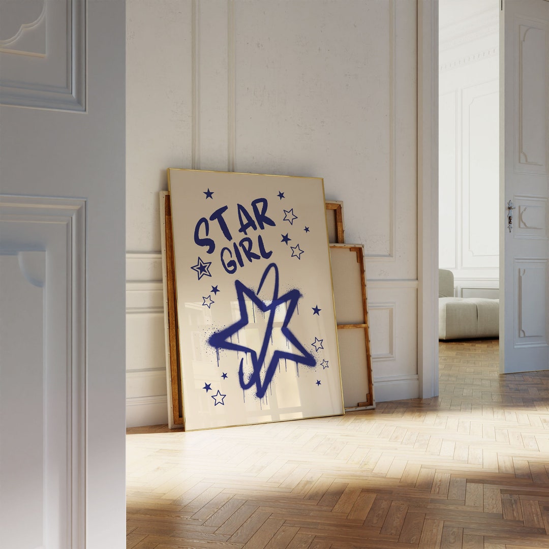 Girly Prints, Star Girl Poster, Girly Trendy Wall Art, Retro Wall Art ...