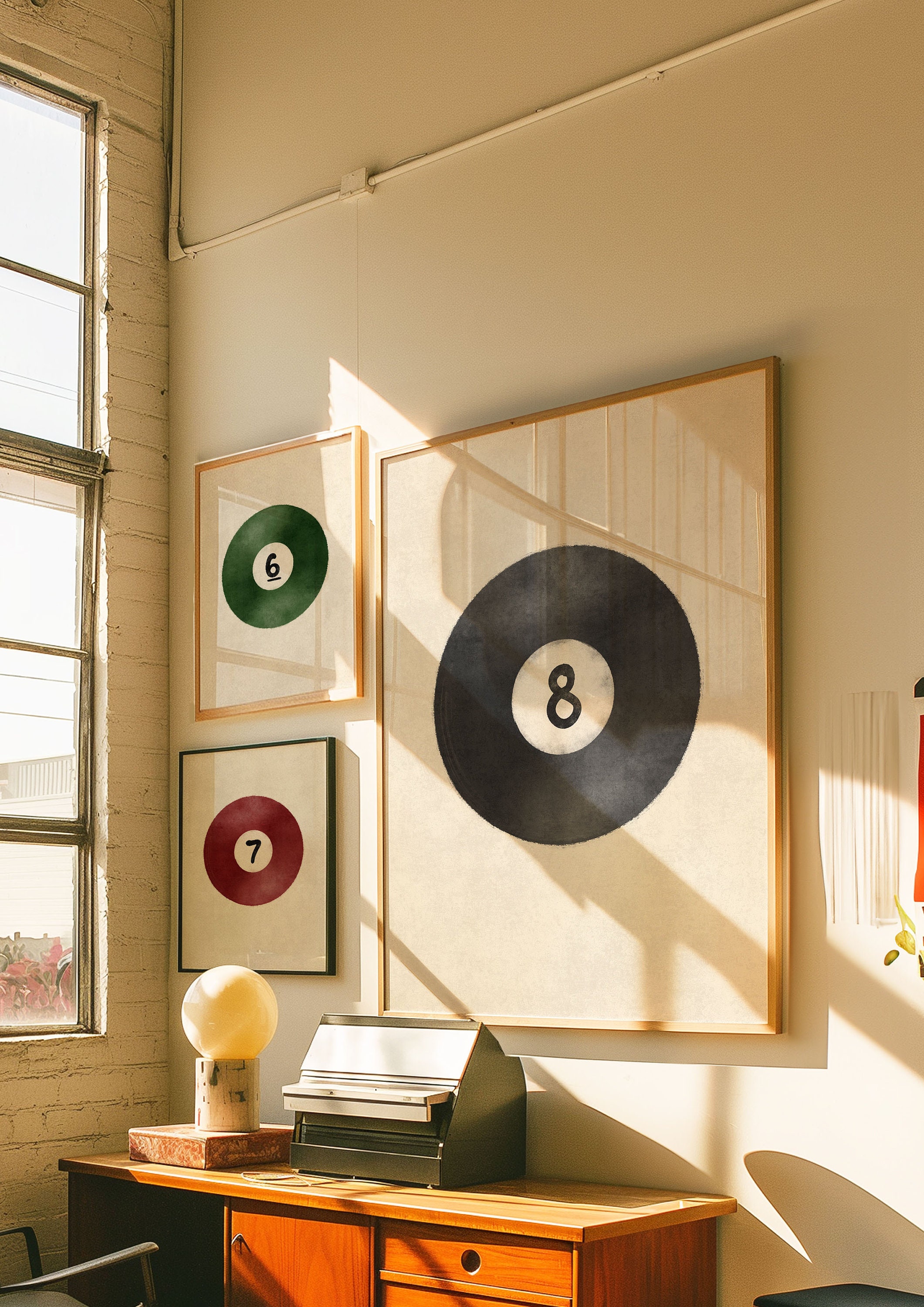 Trio of Pool Balls Poster Set 6, 7, 8 Ball Prints, Set of 3 Prints ...