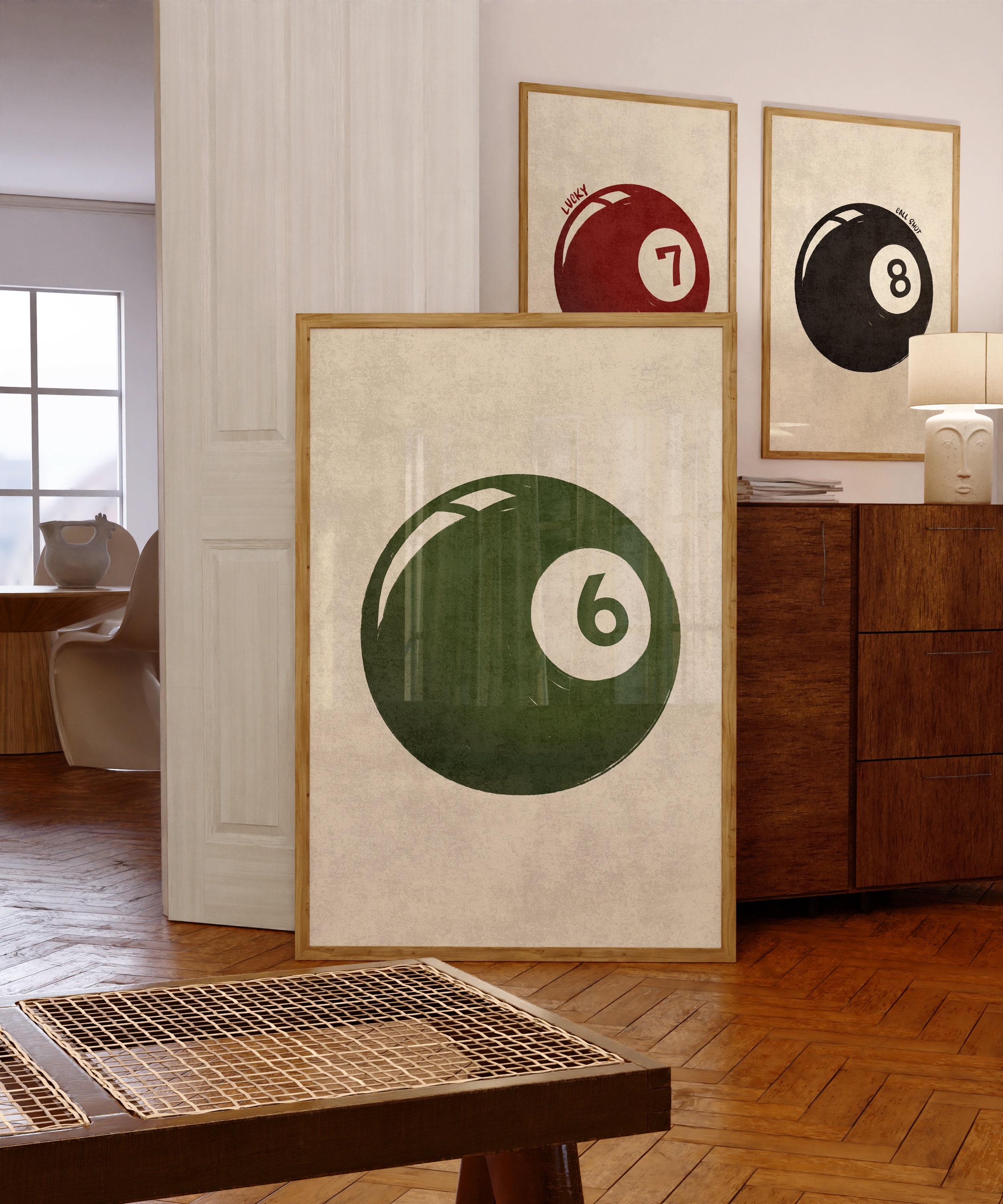 Trendy 8 Ball Print, Vintage Pool Ball Poster, Bar Cart Decor ...