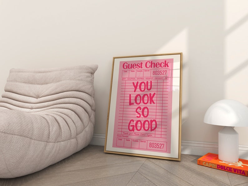 Guest Check Print ,inspiring Wall Art, Guest Check Wall Art, You Look ...